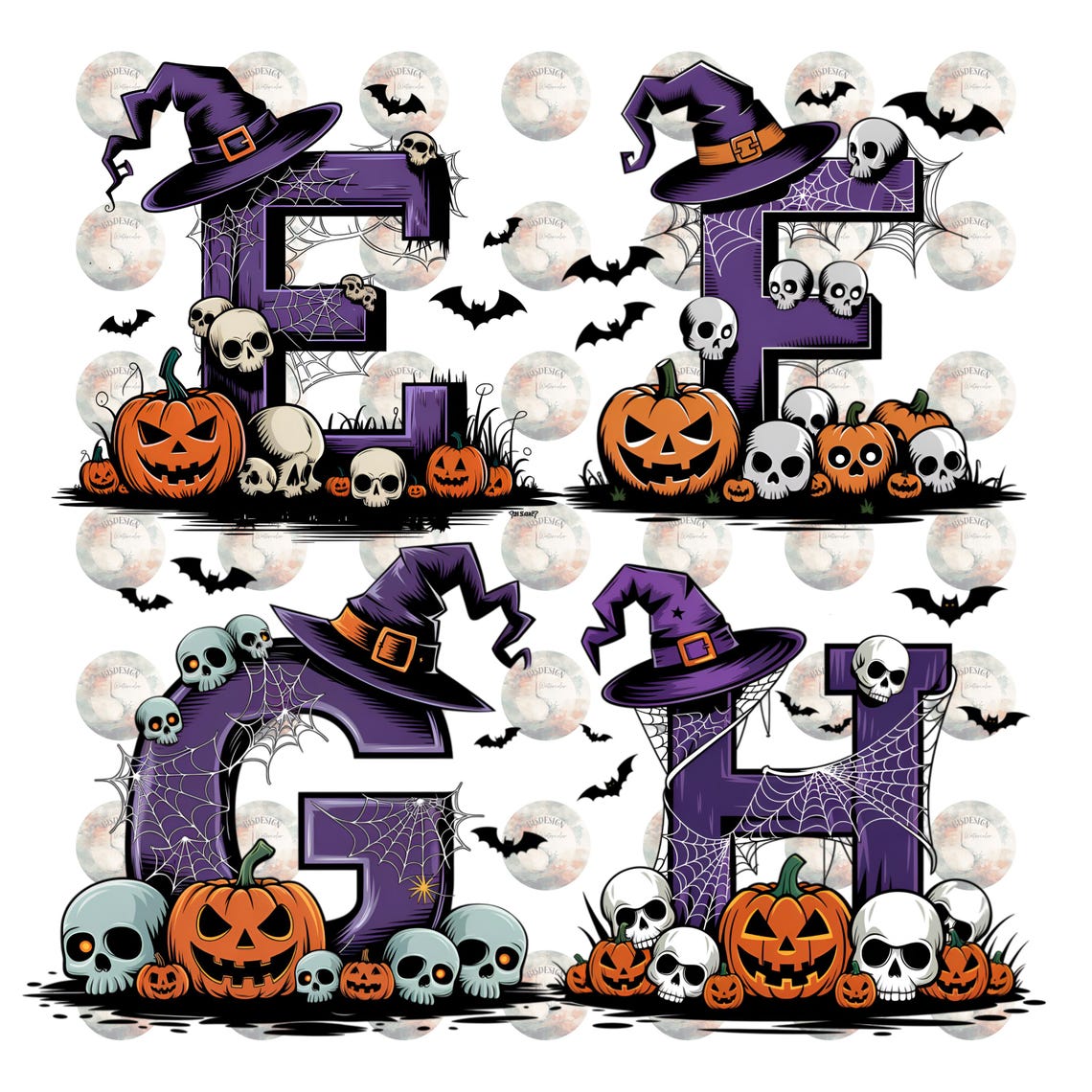Spooky Halloween Alphabet PNG, Letters and Numbers Clipart (digital ...