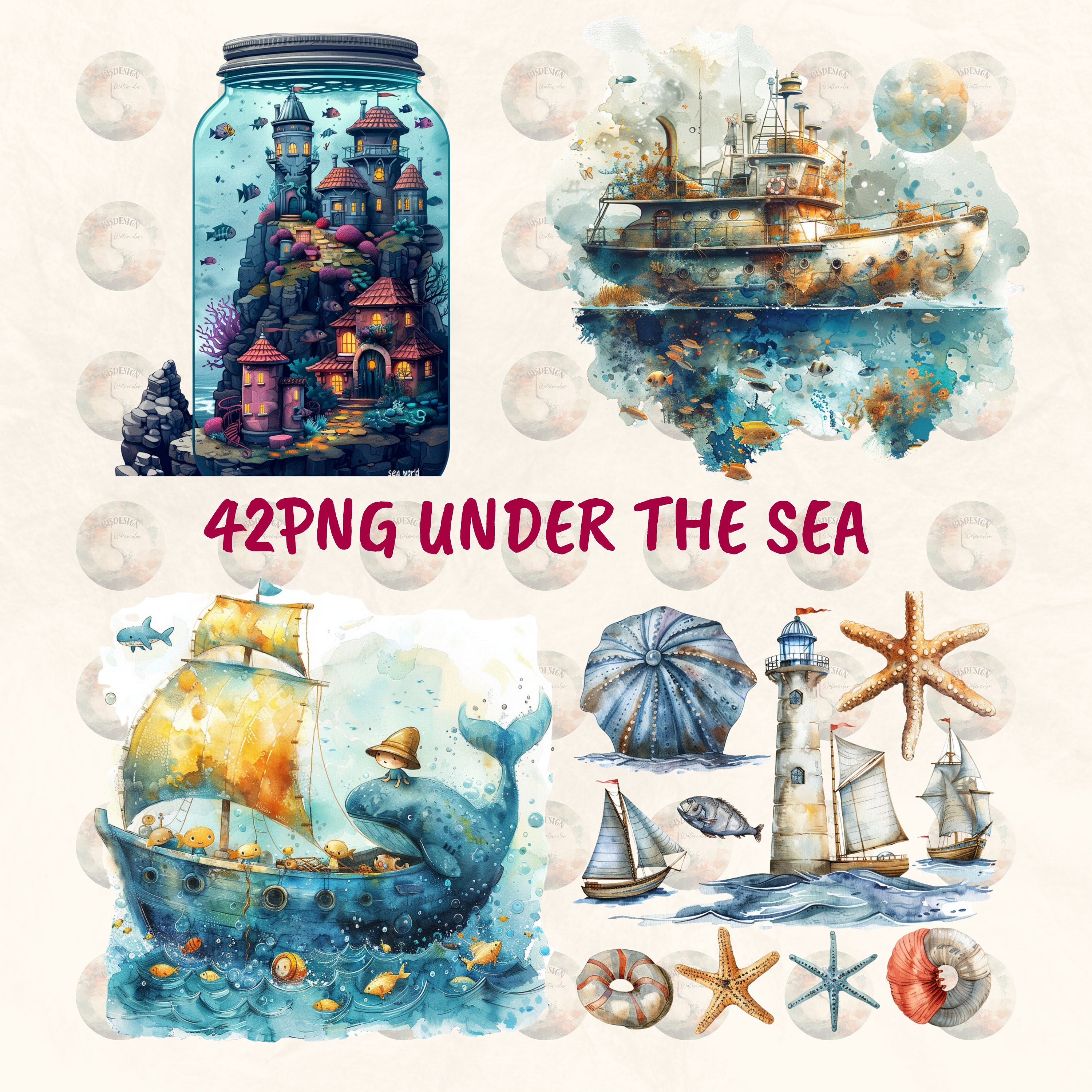 Watercolor Under the Sea Clipart, Watercolor Tropical Ocean Clipart ...