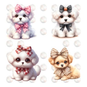 39 Cute Puppy With Bow Clipart Bundle, Watercolor Dog With Bow ...