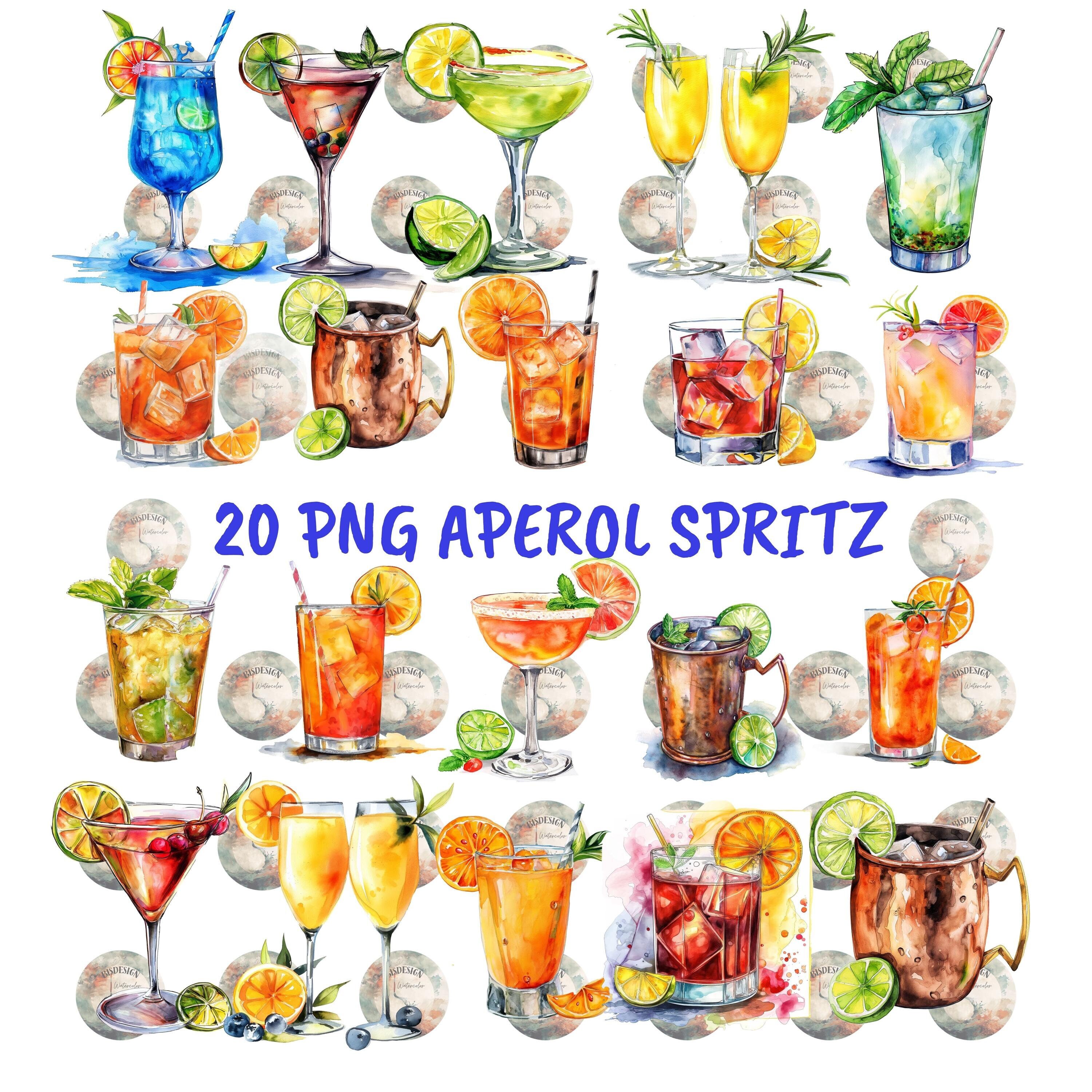 Aperol Spritz Watercolor Clipart, Summer Cocktail, Hand-painted Digital ...