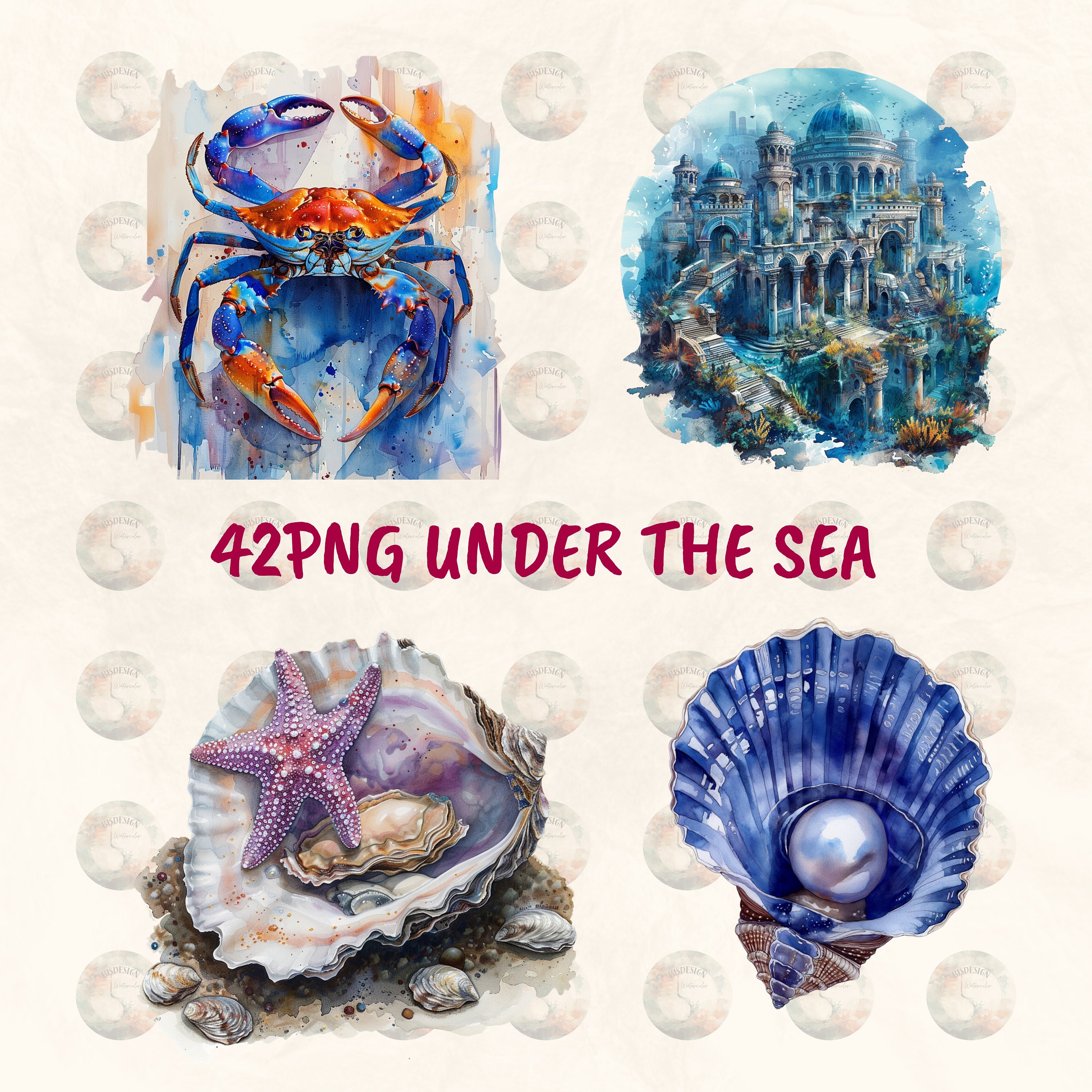 Watercolor Under the Sea Clipart, Watercolor Tropical Ocean Clipart ...