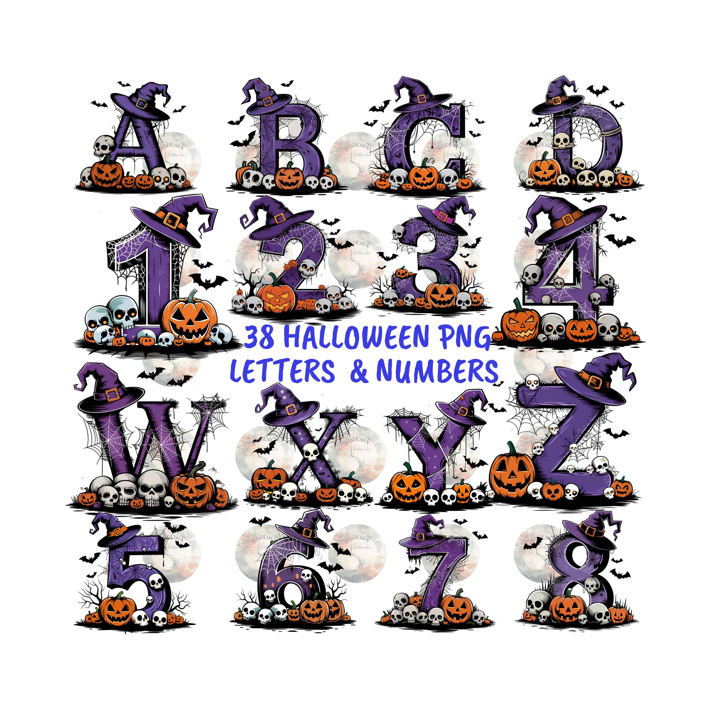 Halloween Alphabet Letters and Numbers Clipart Png, Spooky Alphabet Png ...