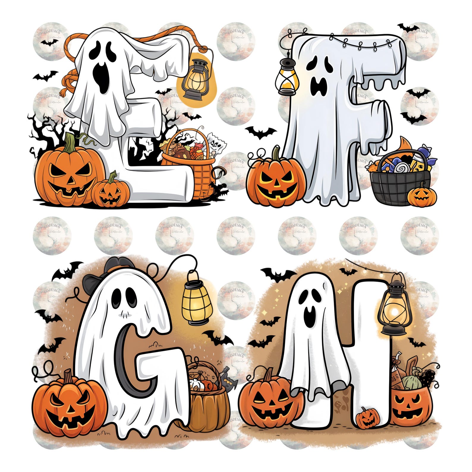 Halloween Ghost Alphabet Letters Cliparts Png, Halloween Ghost Png Sets ...
