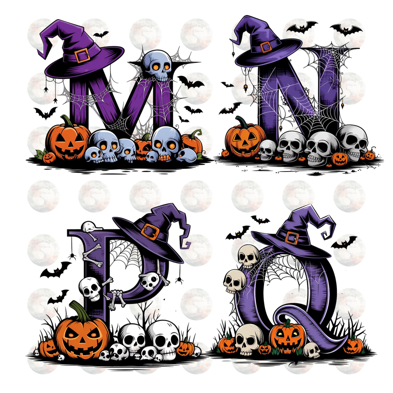 Spooky Halloween Alphabet PNG, Letters and Numbers Clipart (digital ...