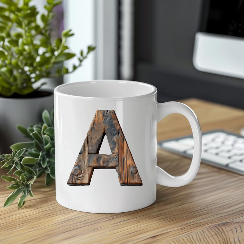 Wood Alphabet Clipart, Rustic Letters and Numbers (PNG Digital Download ...