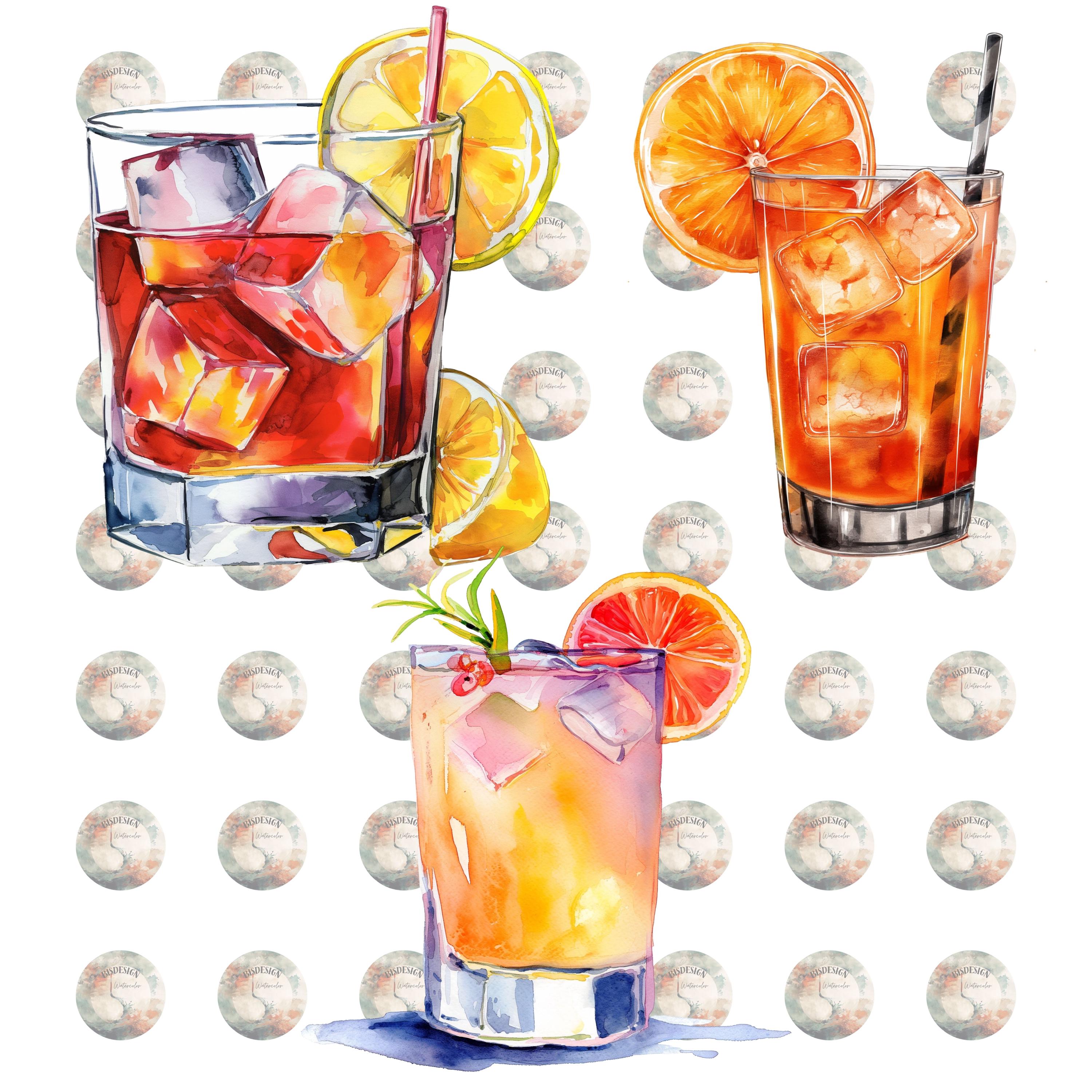 Aperol Spritz Watercolor Clipart, Summer Cocktail, Hand-painted Digital ...