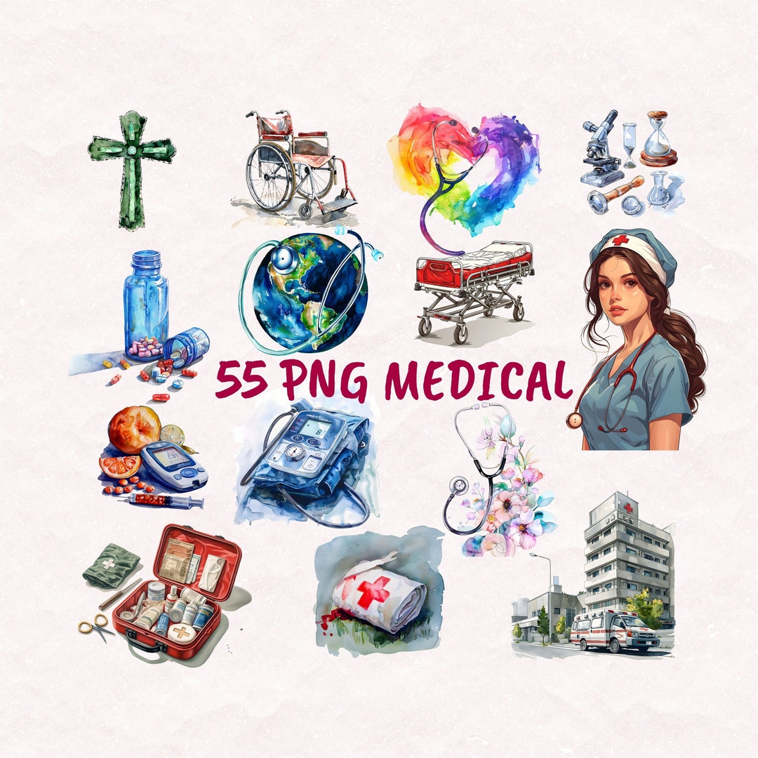 Medicine Watercolor Clipart, Nurse and Doctor Clipart, Medical Png ...