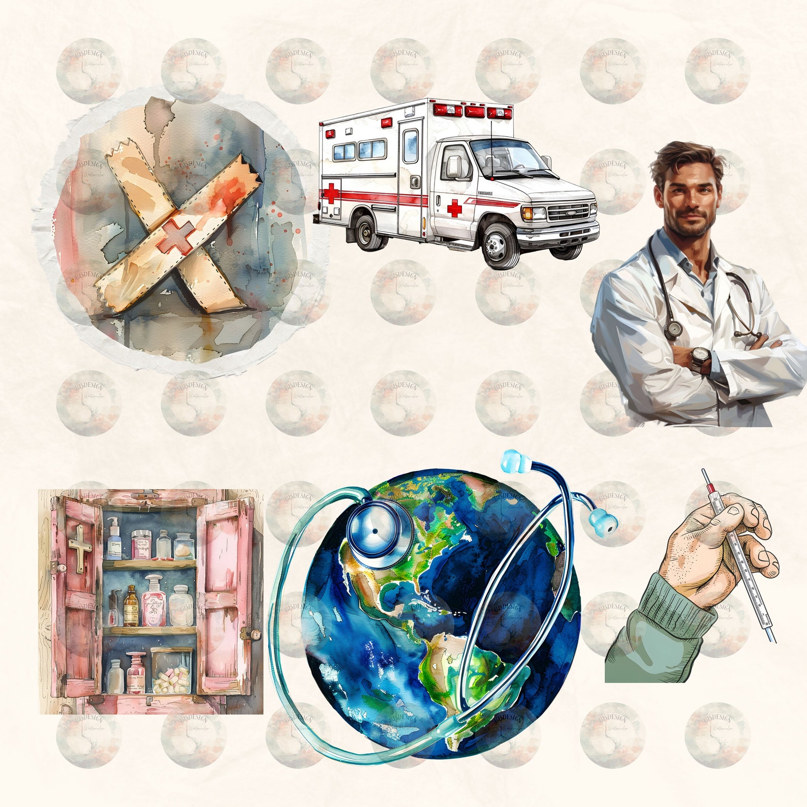Medicine Watercolor Clipart, Nurse and Doctor Clipart, Medical Png ...