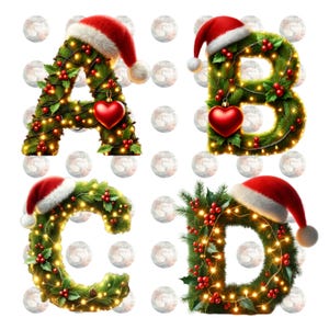 Christmas Alphabet Clipart Bundle Png, Lights Letters Png, Clipart ...
