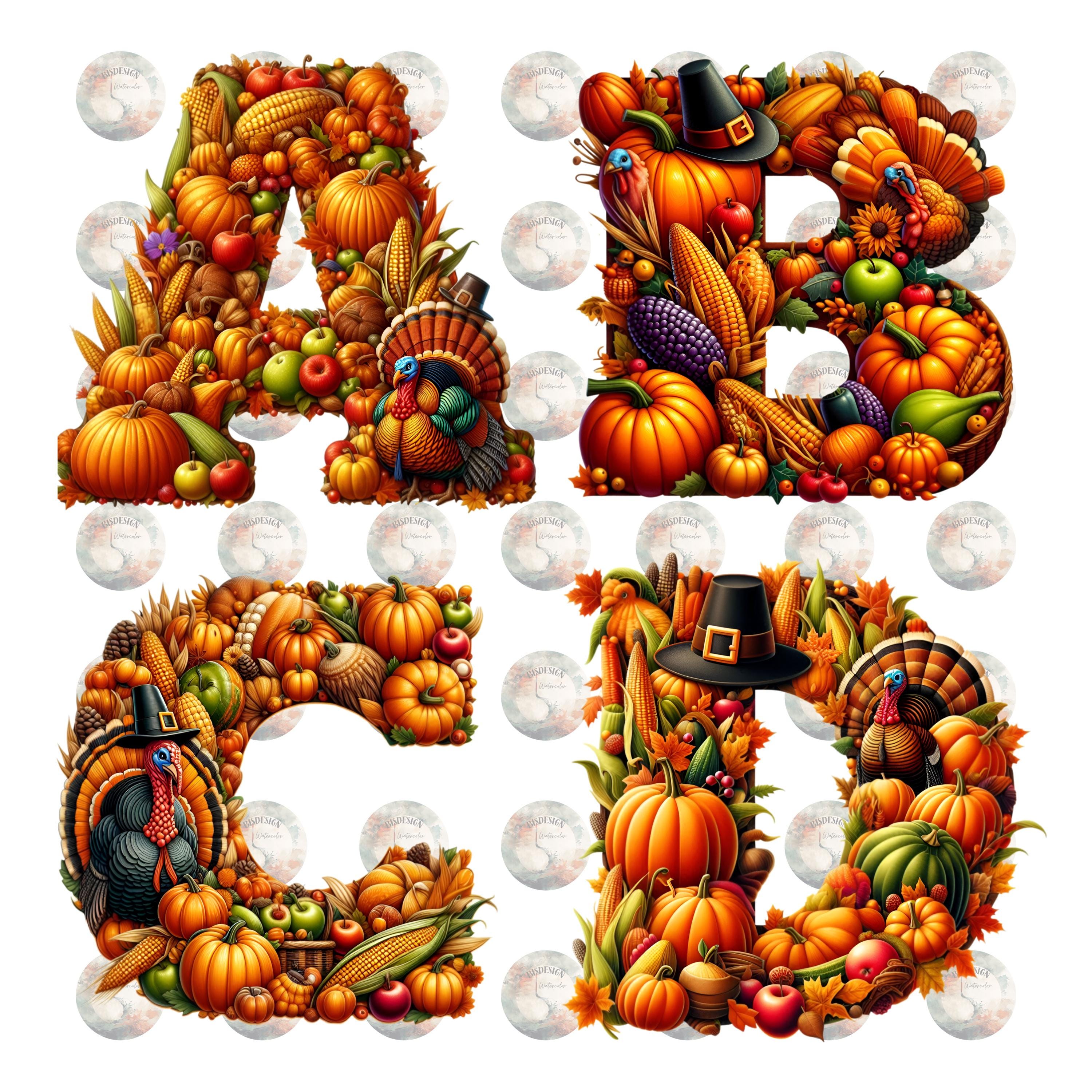 Thanksgiving Clipart Alphabet Png, Thanksgiving Letters Clipart PNG ...