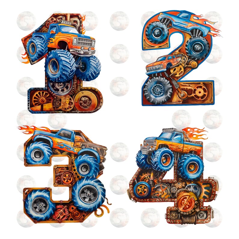 Monster Truck Alphabet Font Png Clipart Bundle, Monster Truck Letter ...