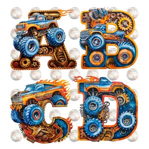 Monster Truck Alphabet Font Png Clipart Bundle, Monster Truck Letter ...