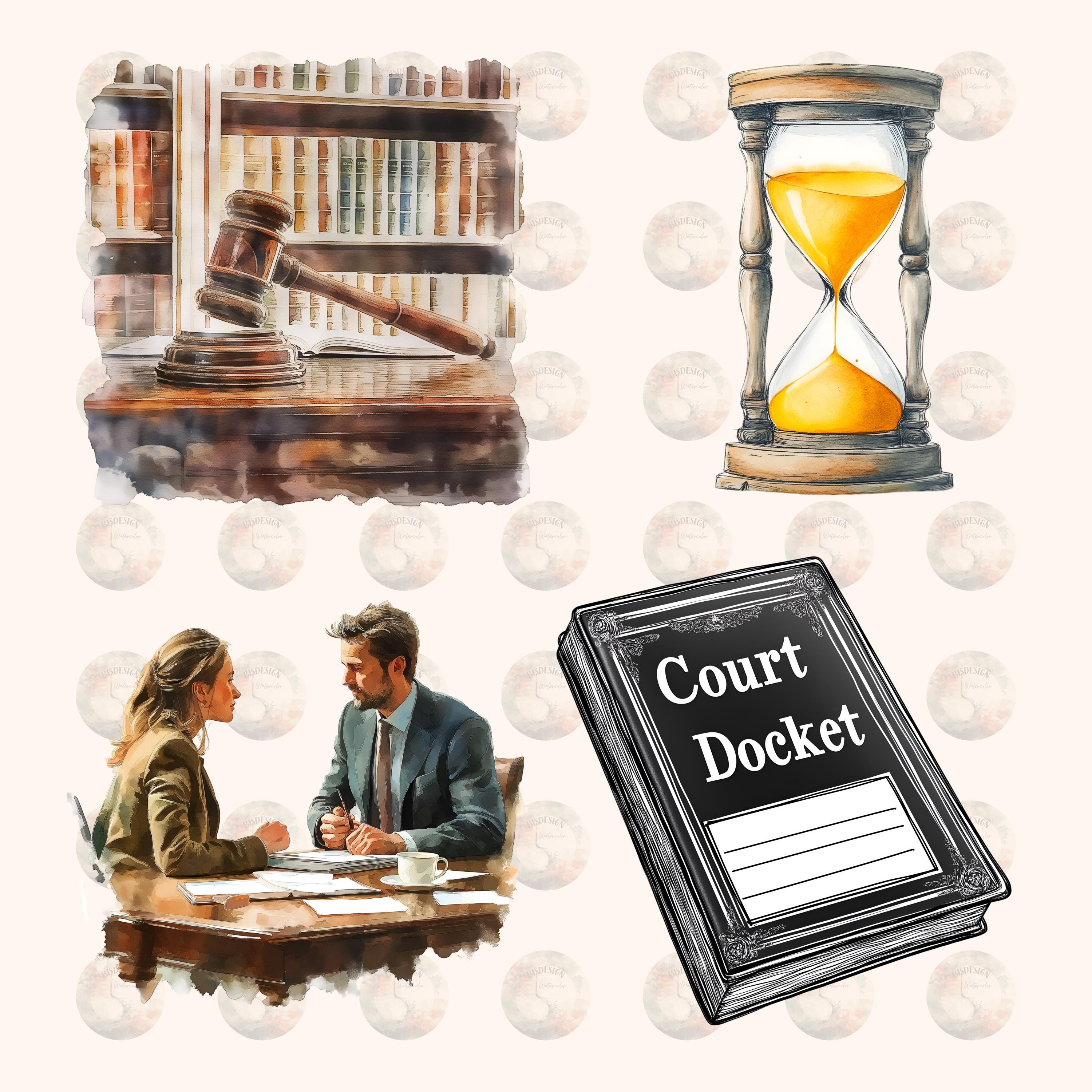 Lawyer Watercolor Clipart Bundle, Courtroom, Justice, Legal Theme (30 ...