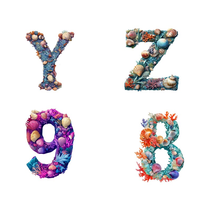 Undersea Watercolor Alphabet Clipart, Ocean Letters (PNG) - Etsy