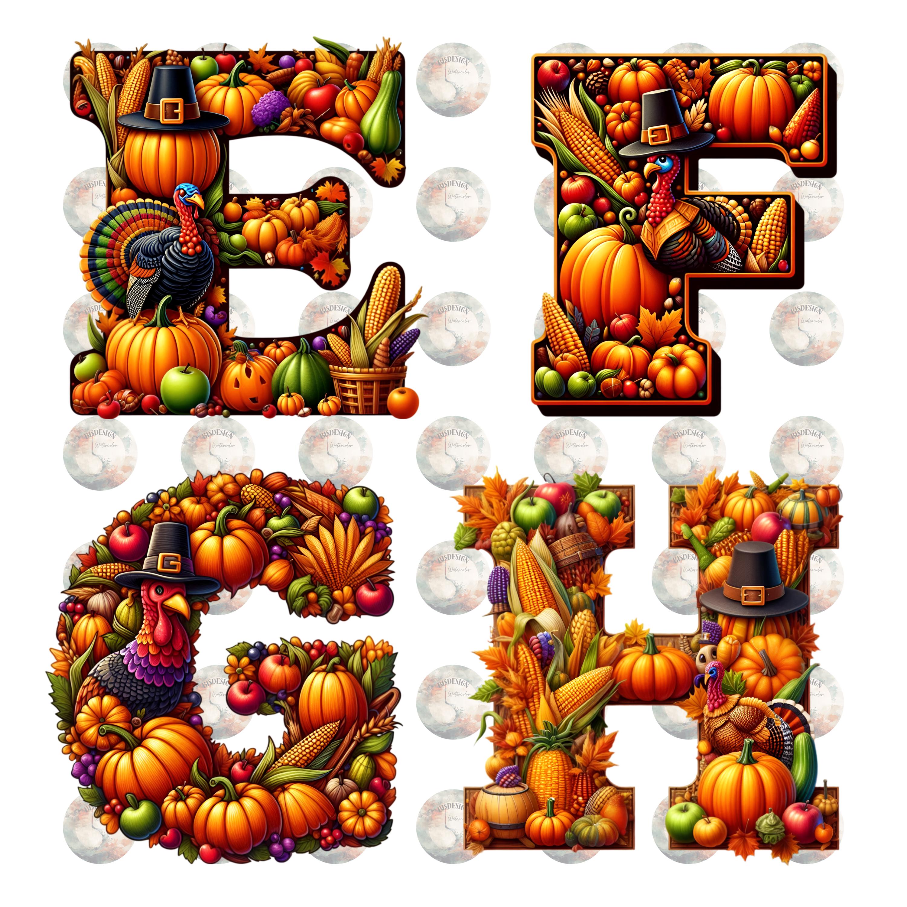 Thanksgiving Clipart Alphabet Png, Thanksgiving Letters Clipart PNG ...