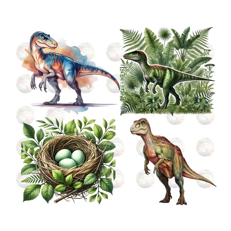 40 Watercolor Dinosaurs Clipart Bundle, Cute Dinosaur Png, Dinosaur ...