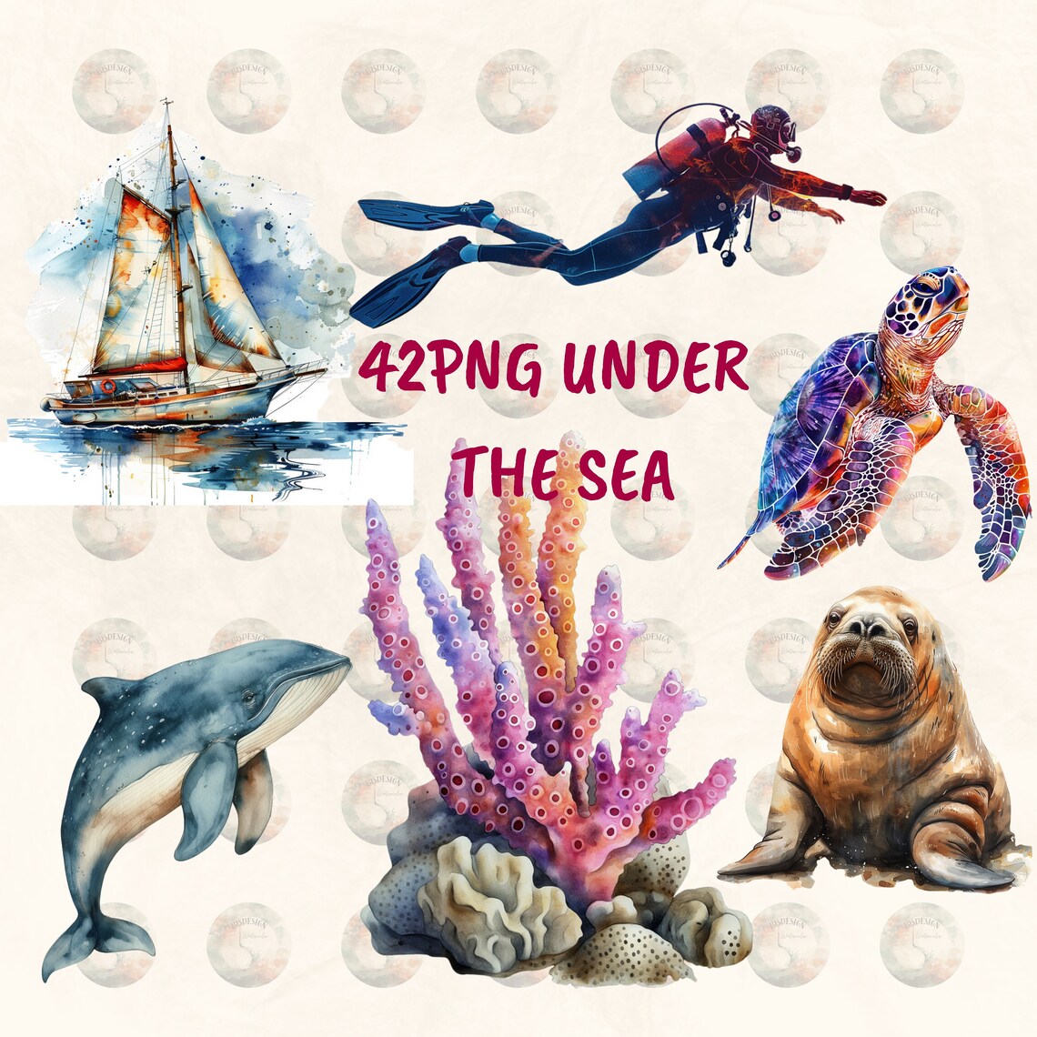 Watercolor Under the Sea Clipart, Watercolor Tropical Ocean Clipart ...