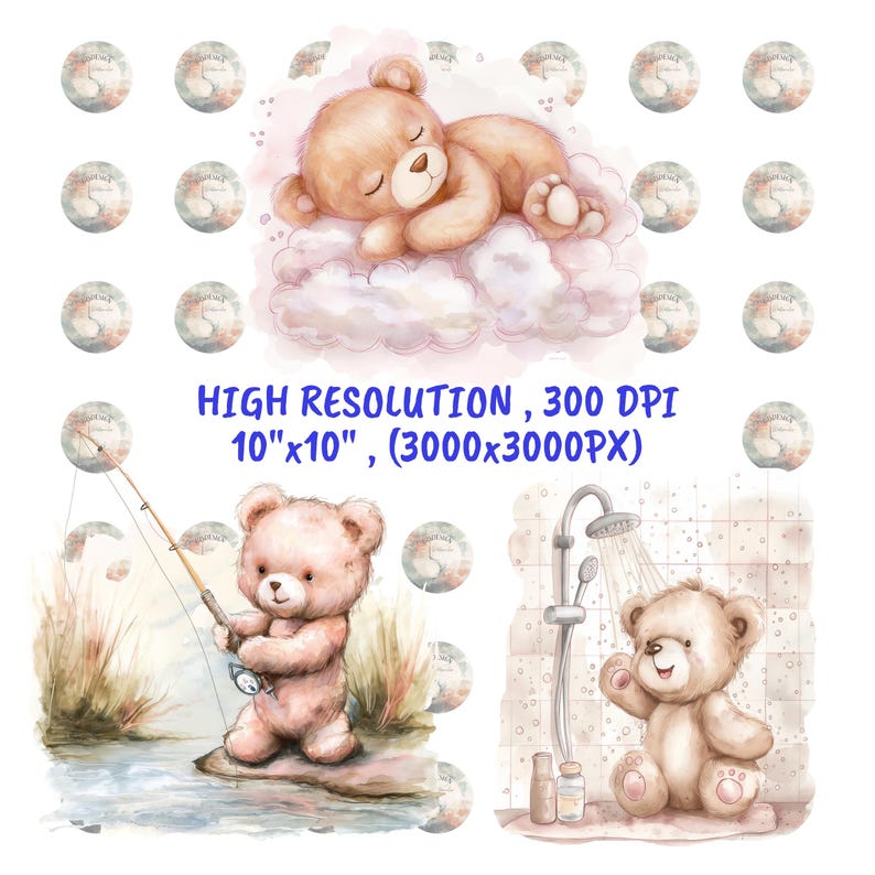 22 Watercolor Girly Pink Teddy Bear Clipart, Pink Girl Teddy Bear Baby ...
