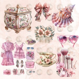 Watercolor Coquette Clipart Bundle, Pink Girly Graphics (58 PNG) - Etsy