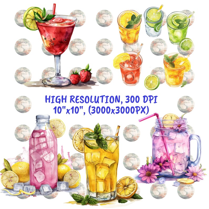 Watercolor Lemonade Clipart, Summer Drink PNG (40 Files) - Etsy