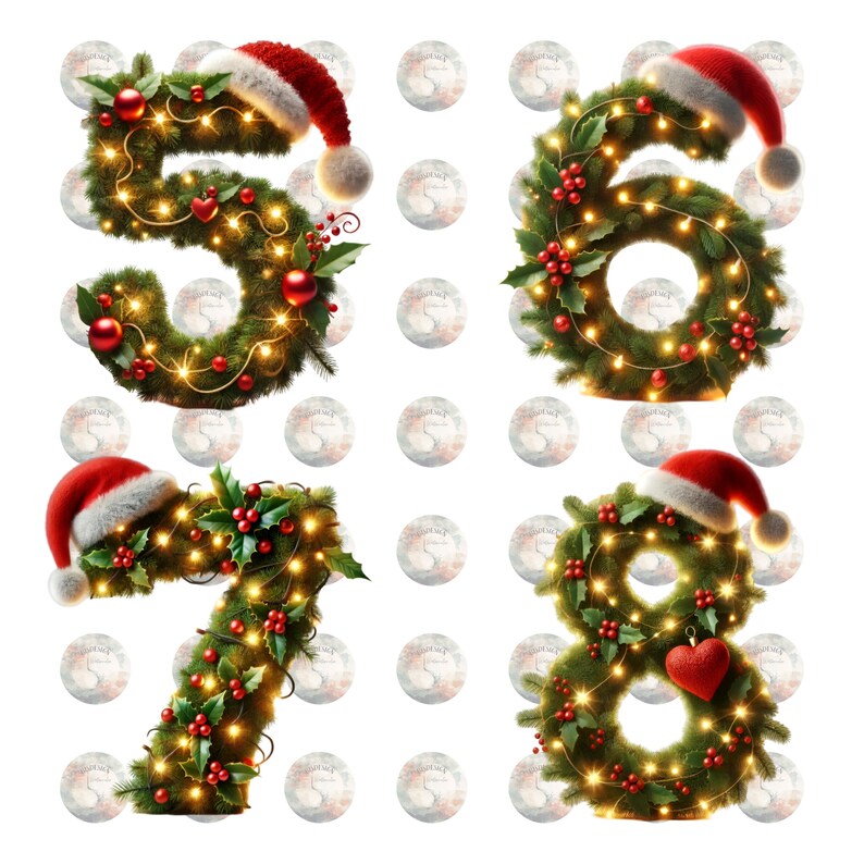 Christmas Lights Alphabet Clipart, Doodle Letters (PNG) - Etsy