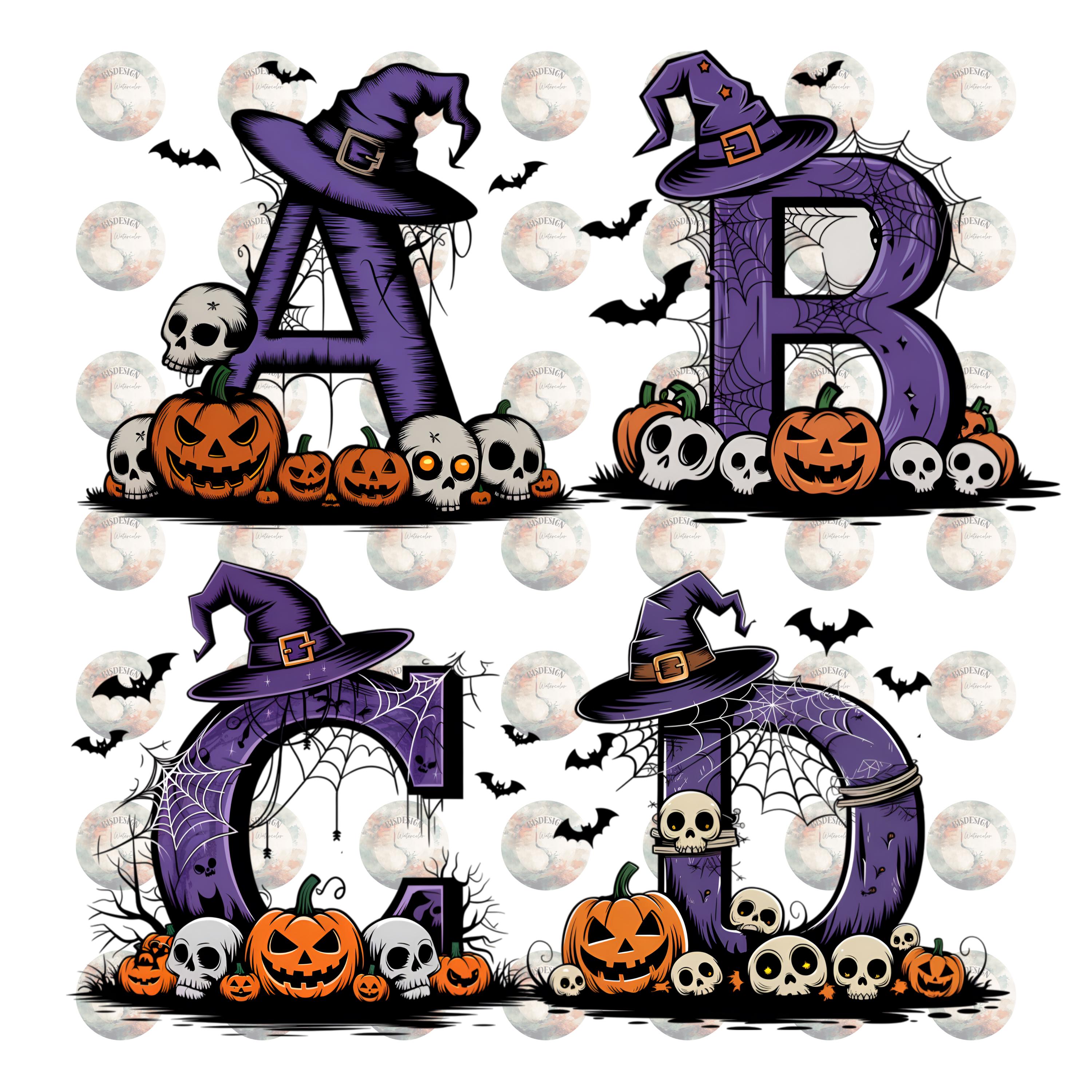 Halloween Alphabet Letters and Numbers Clipart Png, Spooky Alphabet Png ...