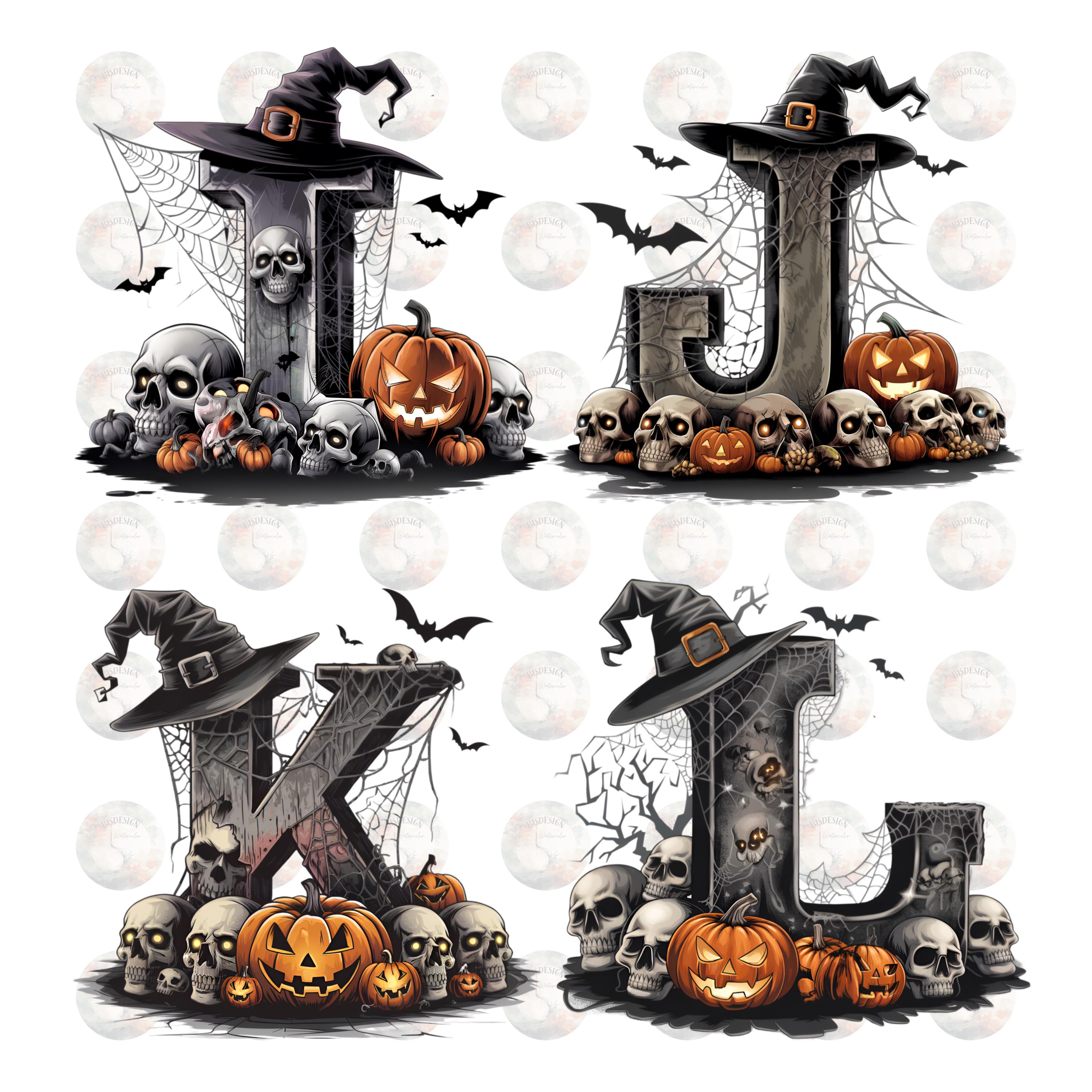 Halloween Alphabet and Numbers Clipart Png, Spooky Letters Cliparts Png ...