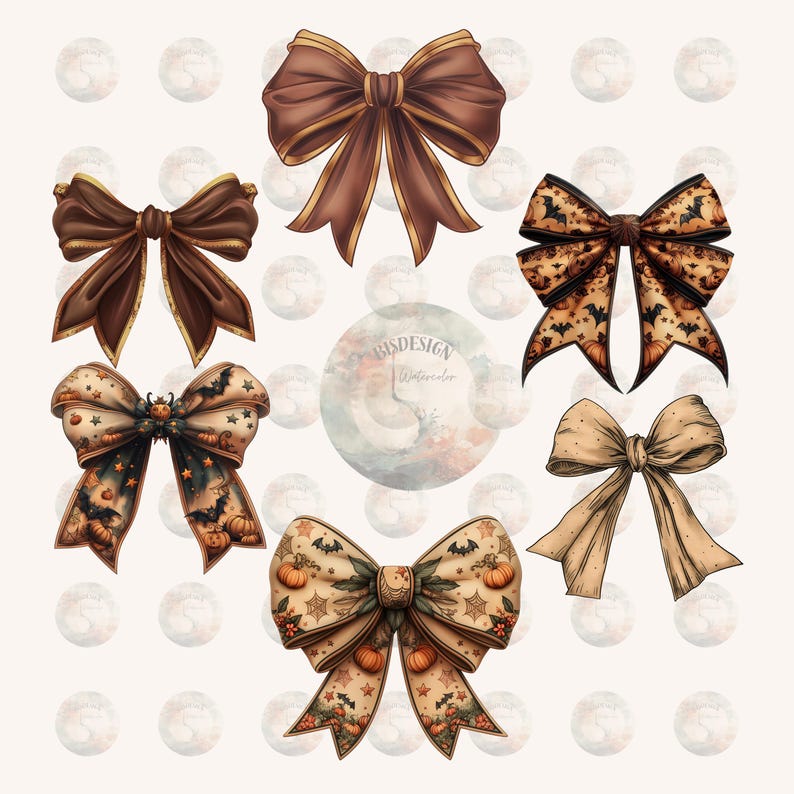 41 Beige Brown Watercolor Bow Png, Cut Beige Brown Ribbon Bow Clipart ...