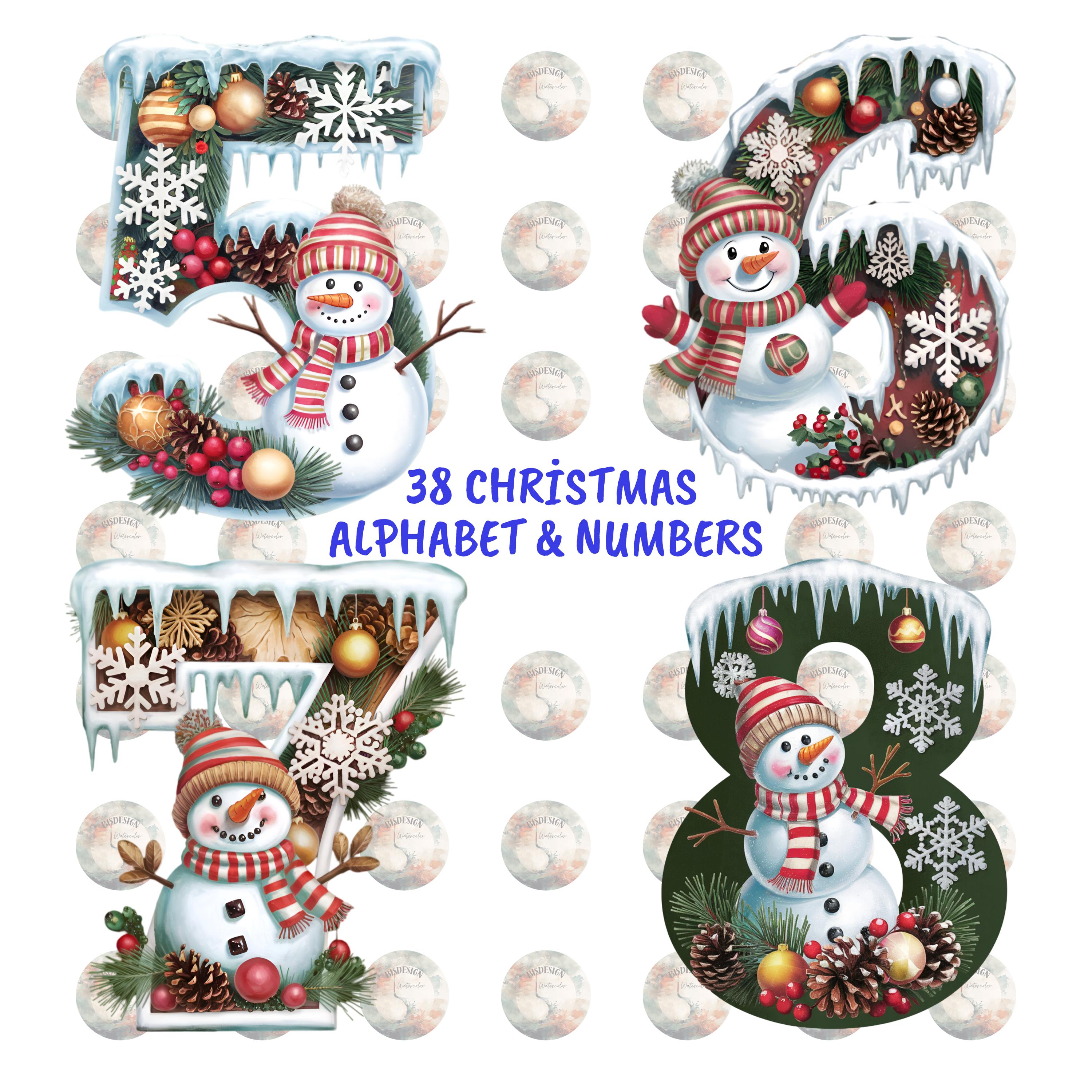 Christmas Snowman Alphabet Clipart, Holiday Letters (PNG Digital ...