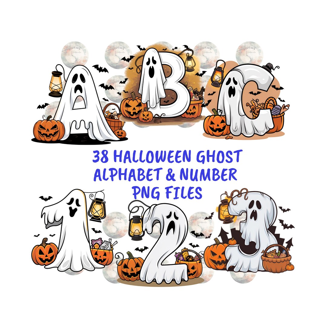 Halloween Ghost Alphabet Letters Cliparts Png, Halloween Ghost Png Sets ...