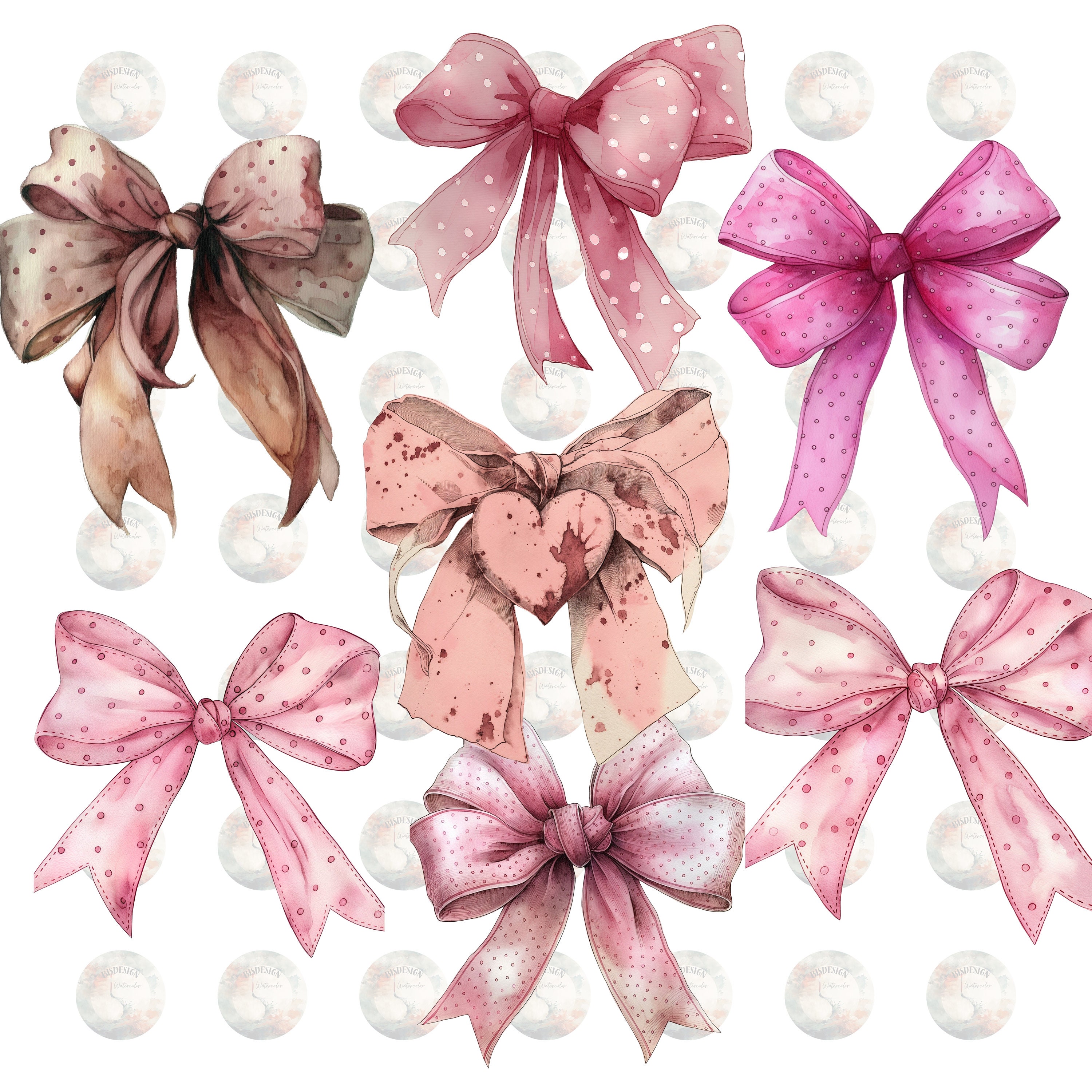 60 Watercolor Cute Bows Clip Art, Baby Girl Cute Pink Bow Clipart, Pink ...