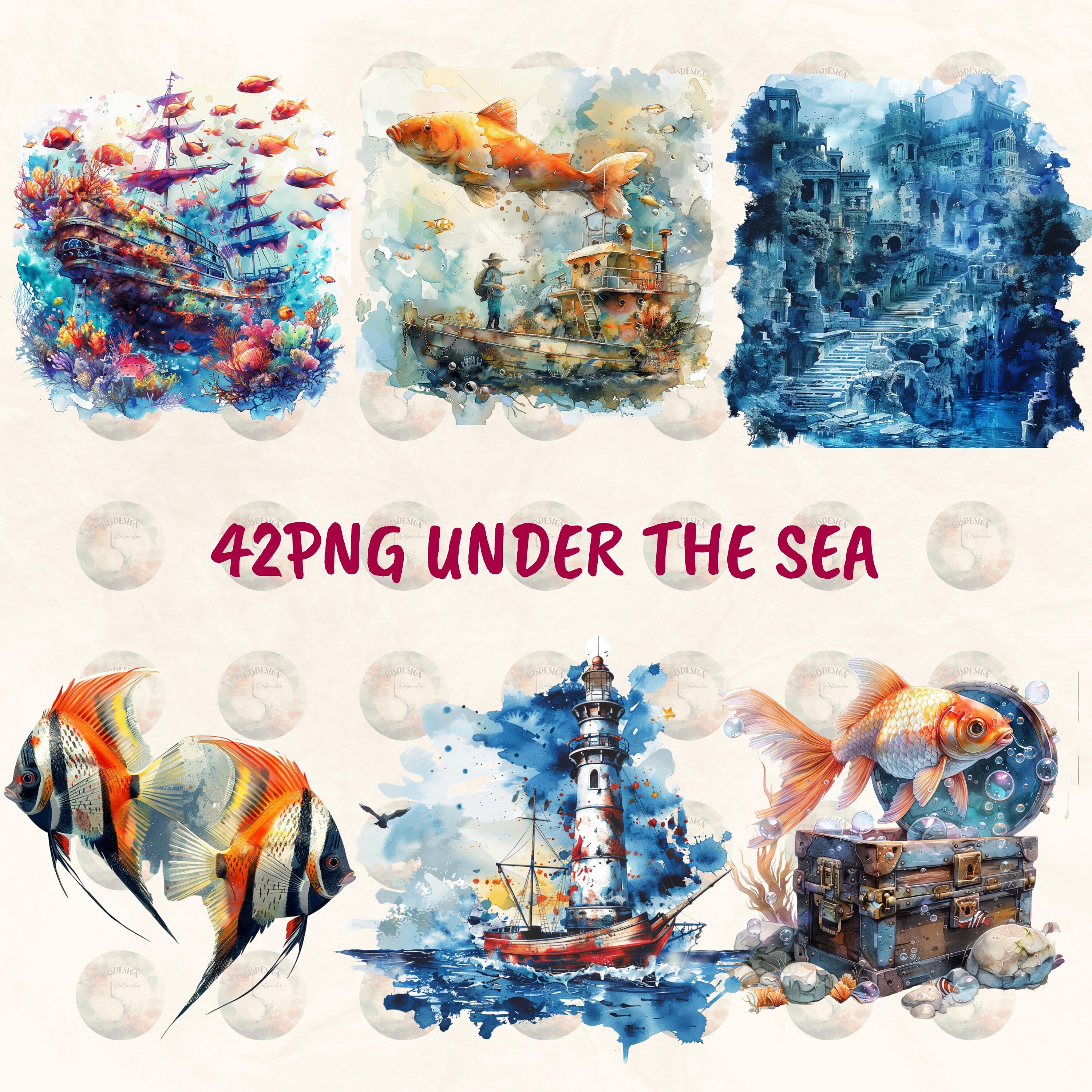 42 Watercolor Ocean Creatures Clipart, Underwater Clip Art Animals ...