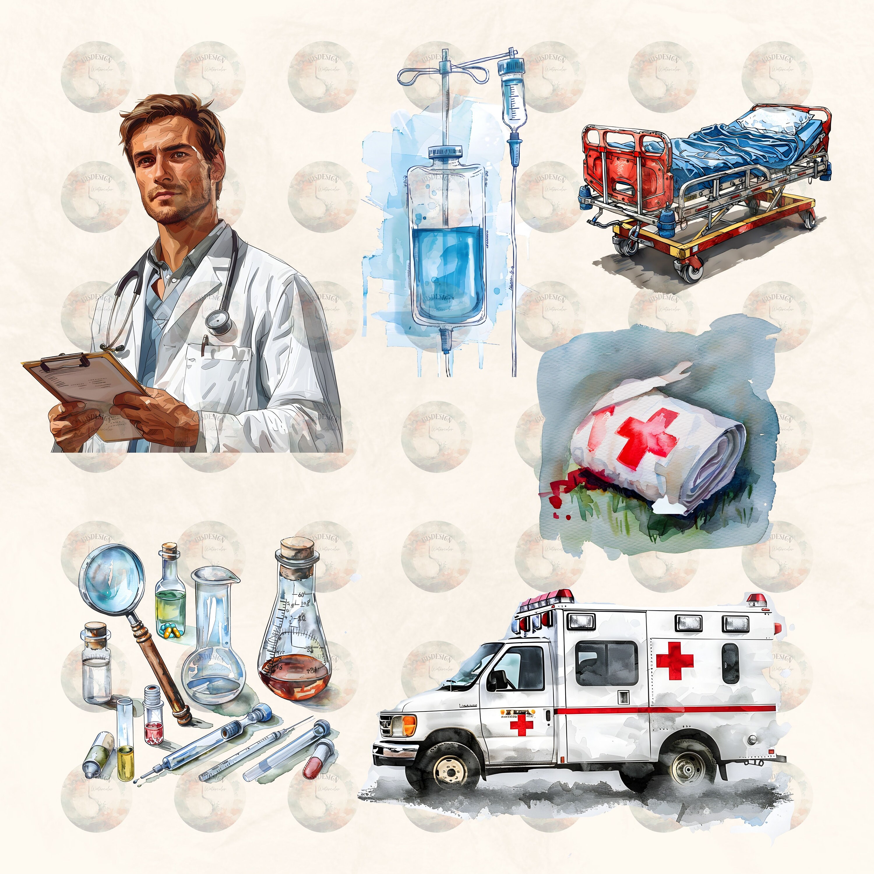Medicine Watercolor Clipart, Nurse and Doctor Clipart, Medical Png ...