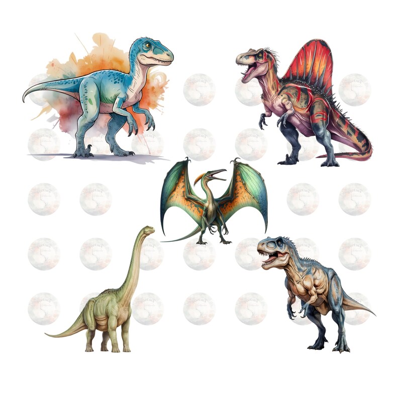 40 Watercolor Dinosaurs Clipart Bundle, Cute Dinosaur Png, Dinosaur ...