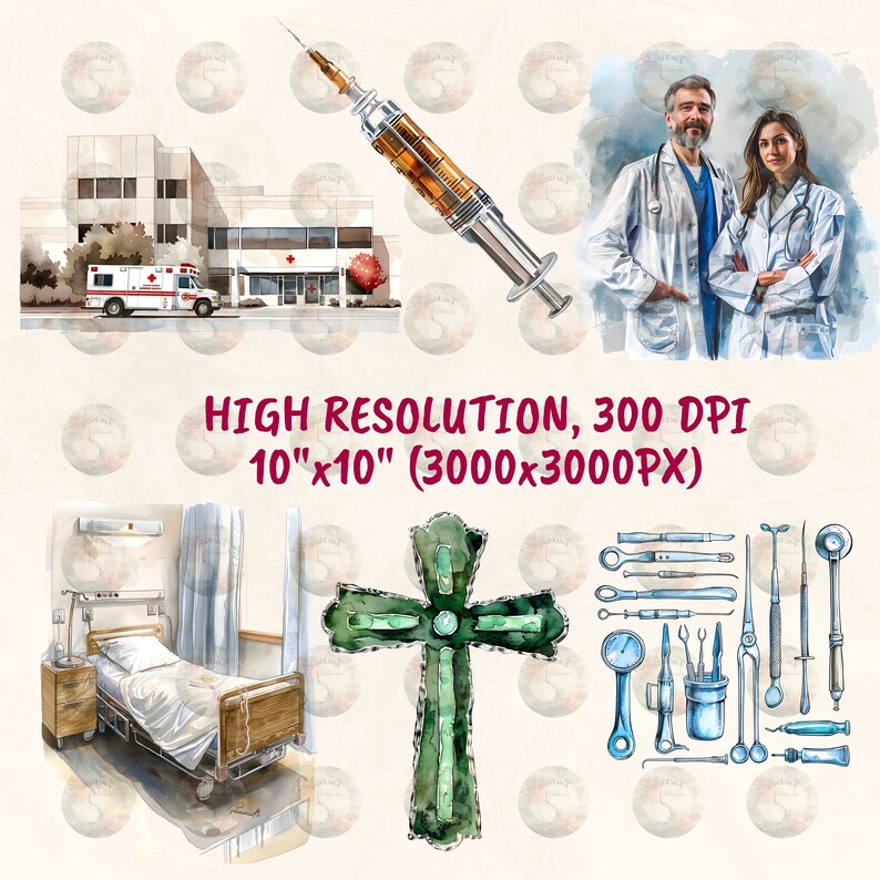 Medicine Watercolor Clipart, Nurse and Doctor Clipart, Medical Png ...