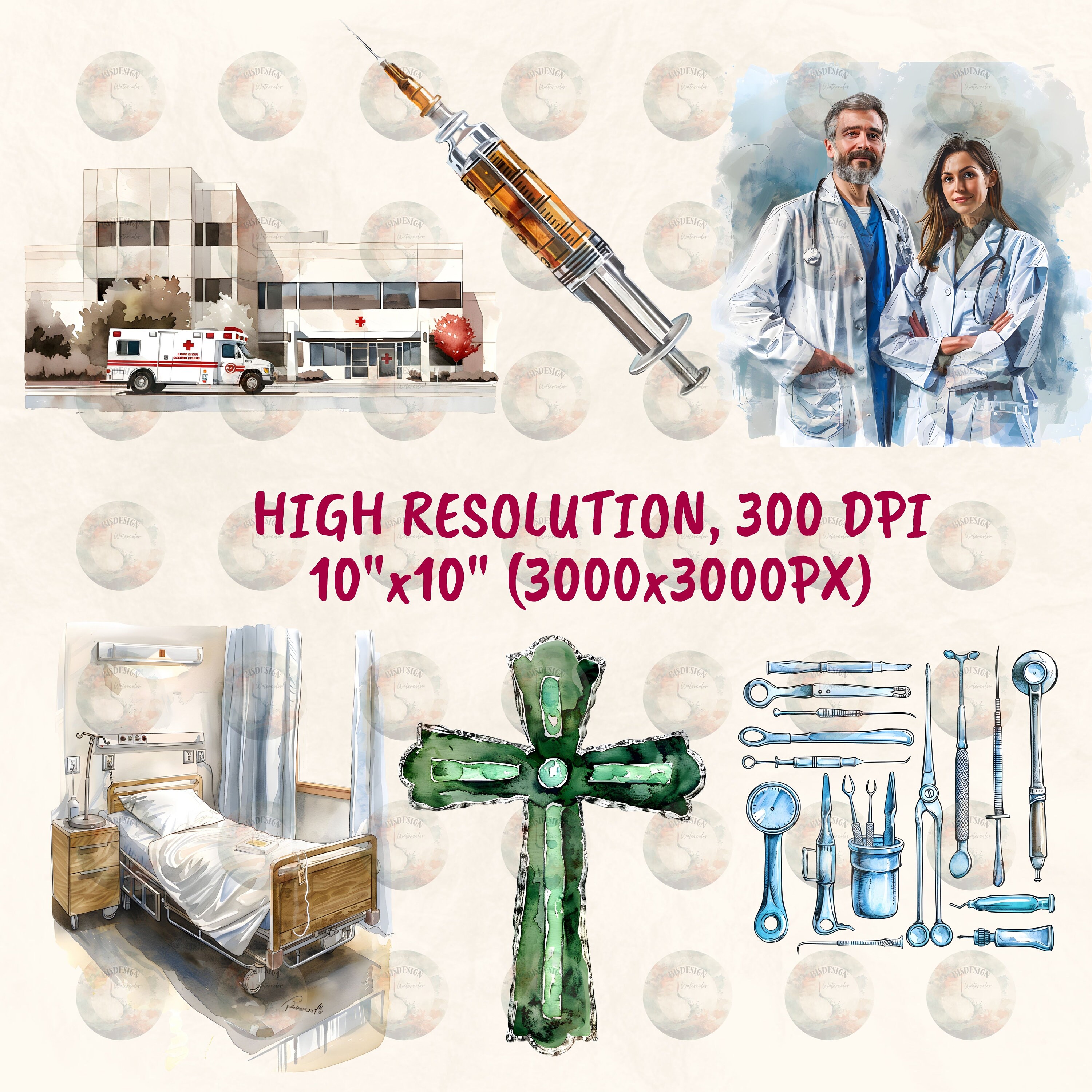 Medicine Watercolor Clipart, Nurse and Doctor Clipart, Medical Png ...