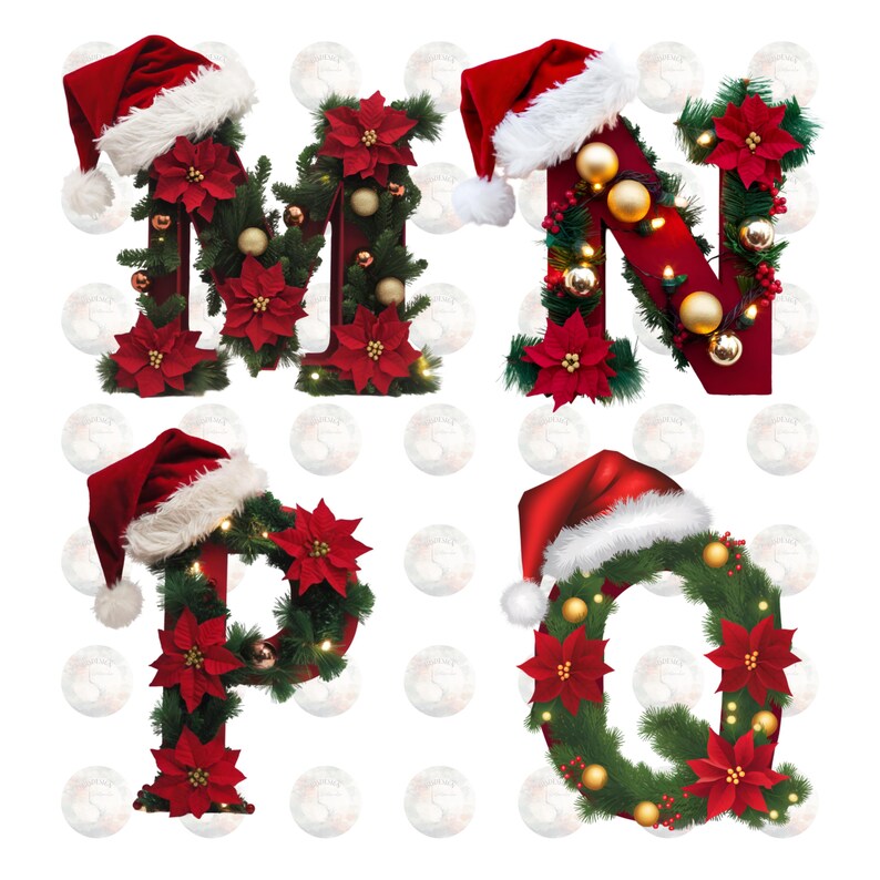 Christmas Alphabet and Number Clipart Png, Christmas Letters Sublimatio ...