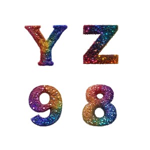 Rainbow Glitter Alphabet, Doodle Font Clip Art (PNG Files) - Etsy