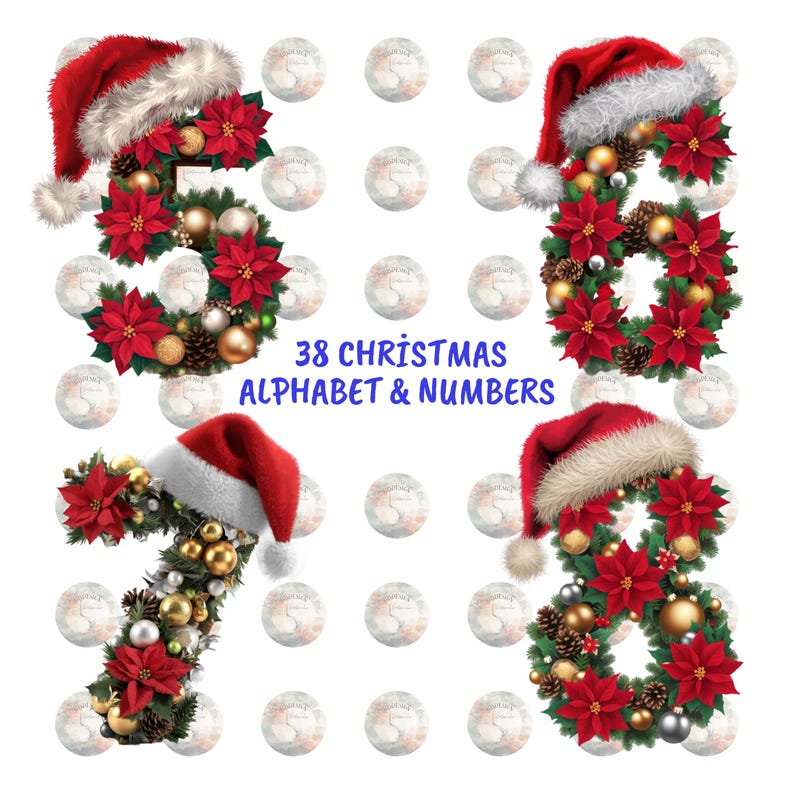 Christmas Alphabet and Number Clipart Png, Christmas Letters Sublimatio ...