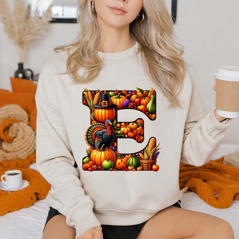 Thanksgiving Clipart Alphabet, Pumpkin Turkey Letters (PNG Digital ...