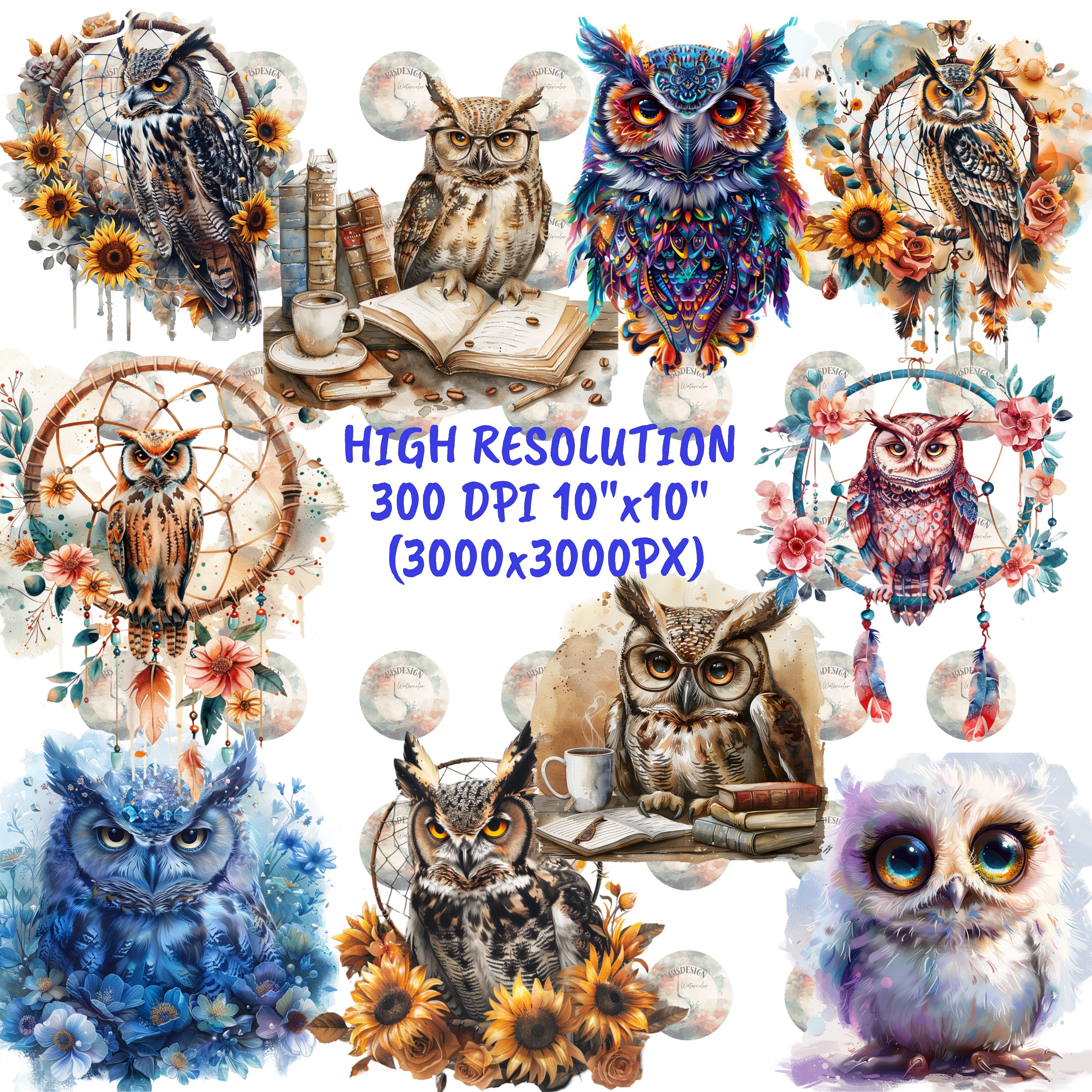 Watercolor Cute Baby Owl Png Clipart, Fantasy Owl Illustrations, Animal ...