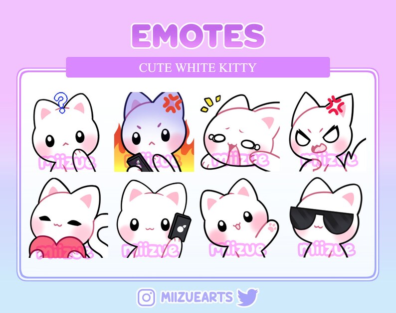 Animated Cute White Kitty Emotes (twitch/discord) - Etsy
