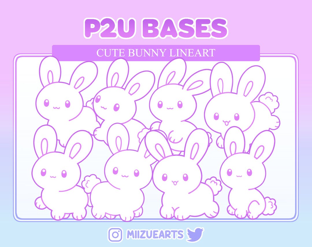 Cute Bunny Bases Lineart - Etsy