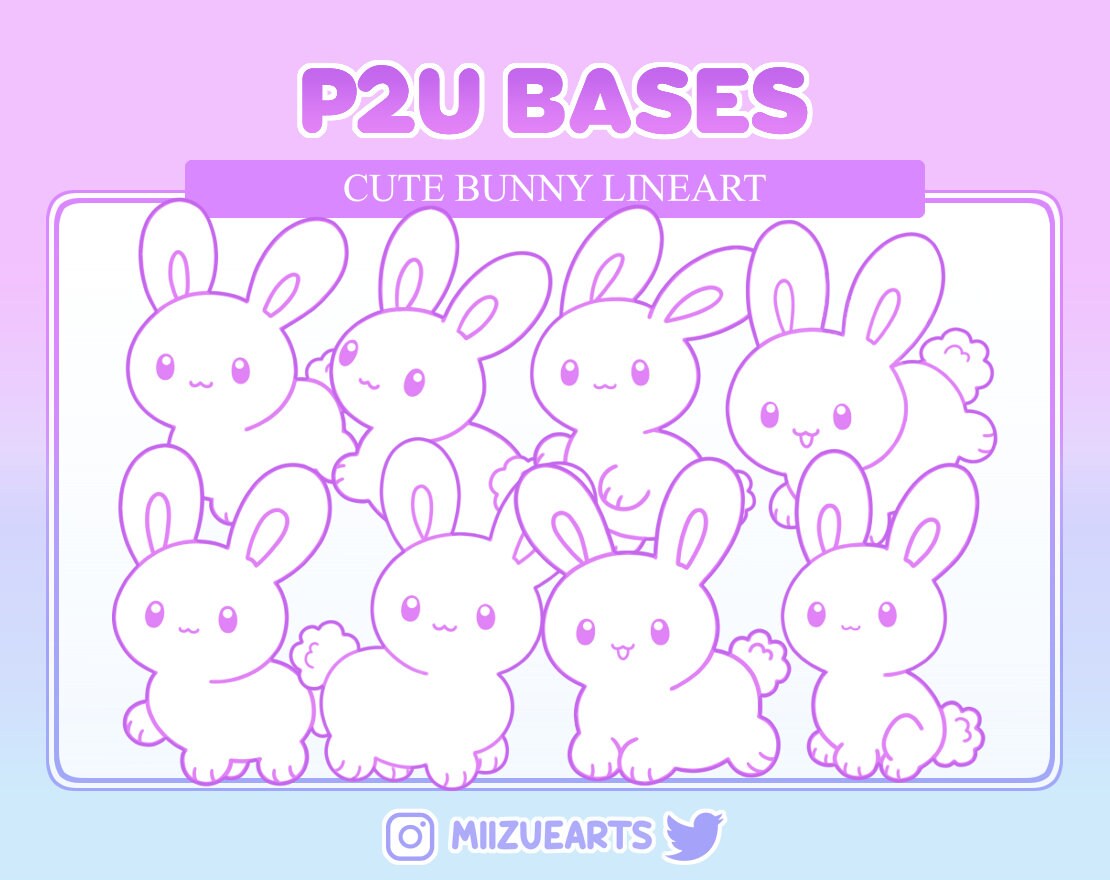Cute Bunny Bases Lineart - Etsy