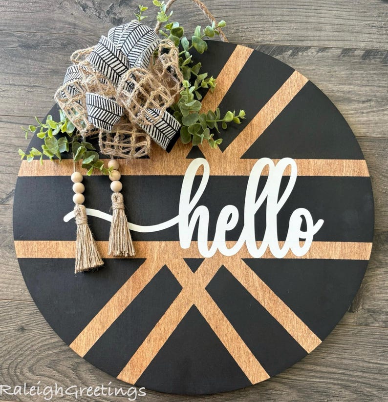 Hello Round Door Hanger | Boho Farmhouse Decor - Etsy