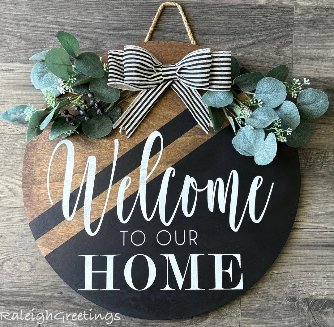 Welcome Home Door Hanger: Round Wood Front Door Decor - Etsy