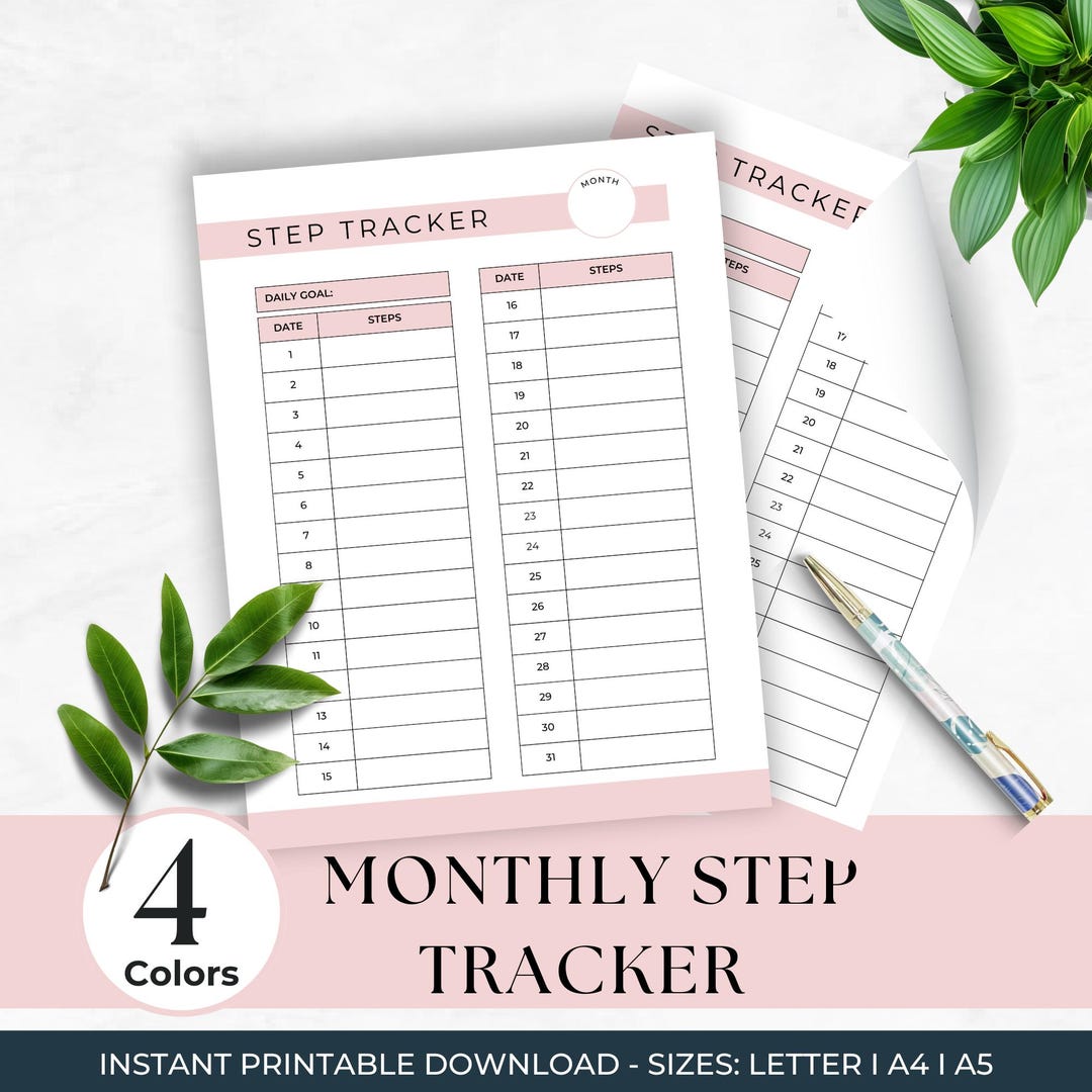 Step Tracker Printable, Daily Step Log, Fitness Tracker, Health Journal ...