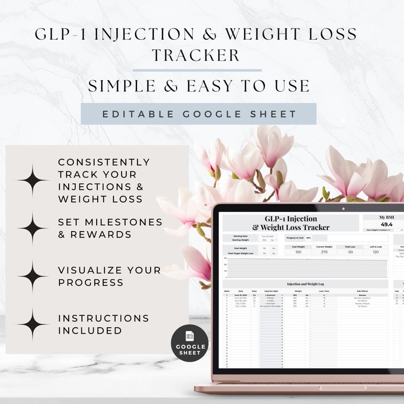 GLP1 Injection Tracker Google Sheet, Tirzepatide Weight Loss Tracker ...
