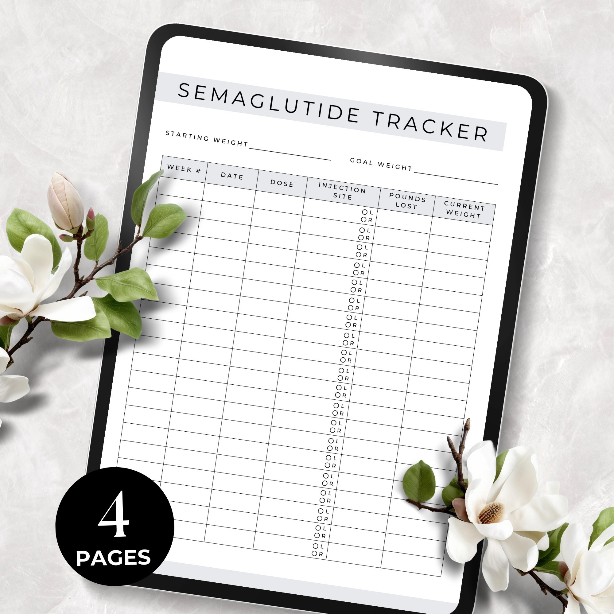 Semaglutide Injection Tracker, Semaglutide Weight Loss Tracker, Simple ...