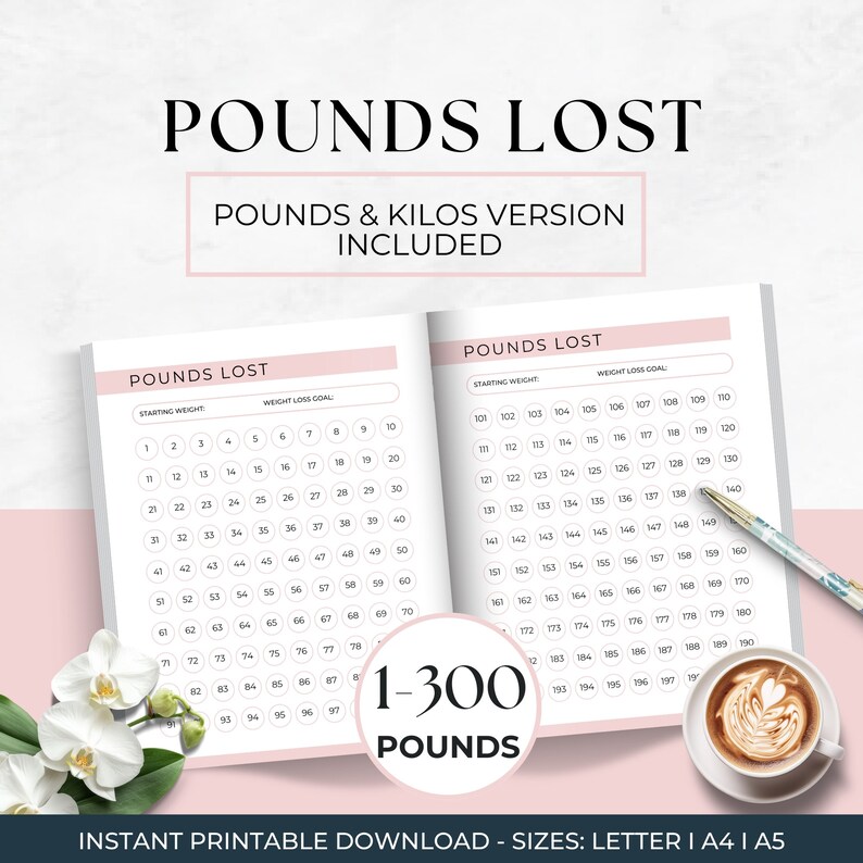 Weight Loss Tracker Pounds, GLP1 Pounds Lost Log, Kilos Lost Chart ...